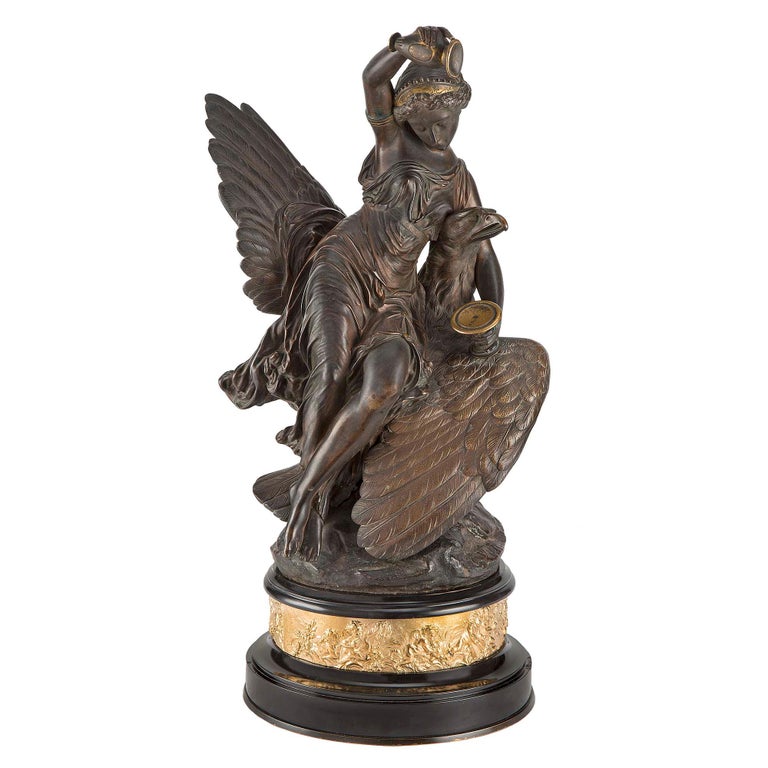 French 19th Century Patinated Bronze Statue of Hebe and the Eagle of ...