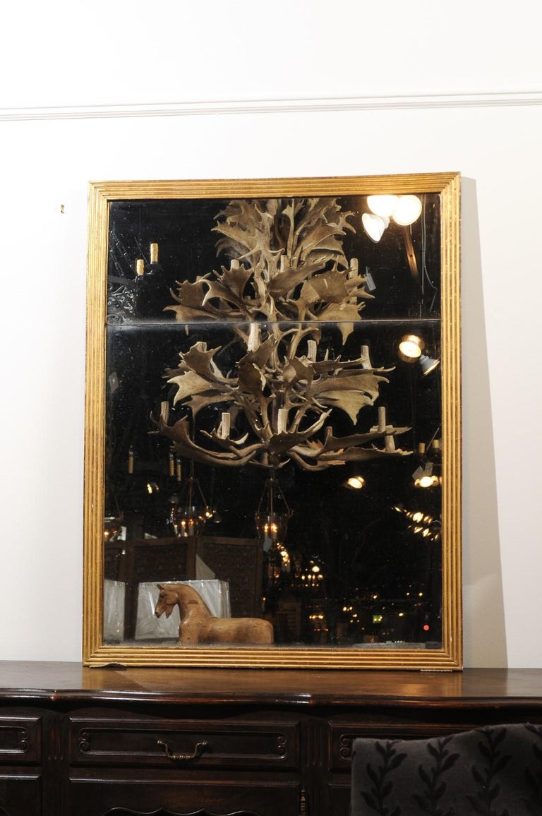 French 19th Century Reeded Giltwood Mirror with Original Split Mercury ...