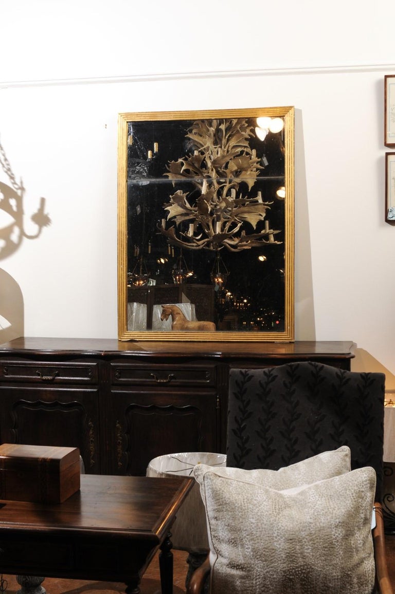 French 19th Century Reeded Giltwood Mirror with Original Split Mercury ...