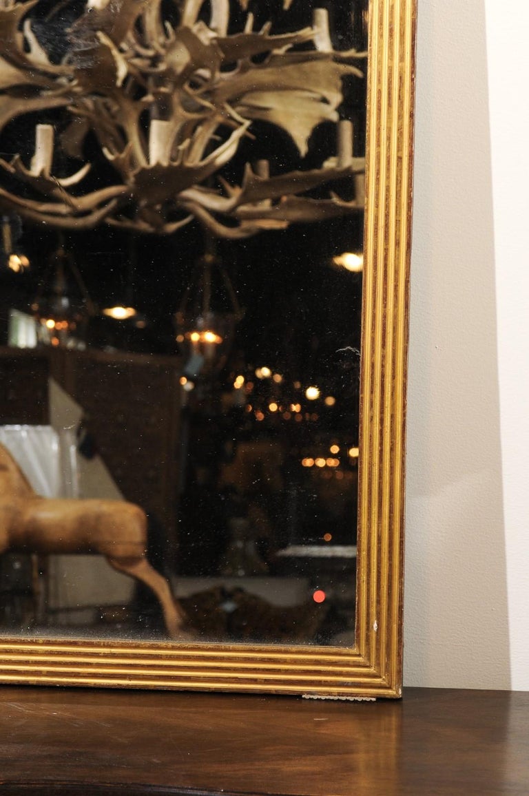French 19th Century Reeded Giltwood Mirror with Original Split Mercury ...
