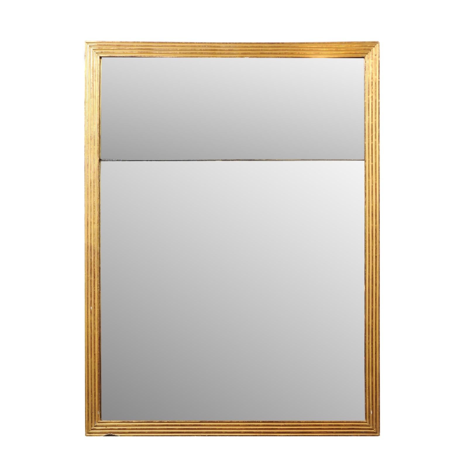 French 19th Century Reeded Giltwood Mirror with Original Split Mercury ...