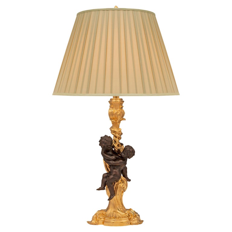 French 19th Century Rococo St. Ormolu and Patinated Bronze Lamp For ...