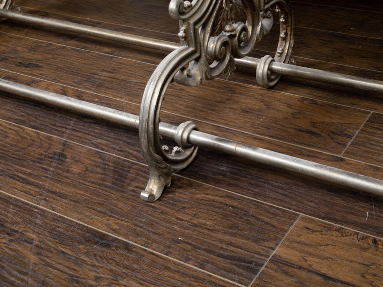 French 19th Century Steel and Marble Top Butcher's Table with Scrolling ...