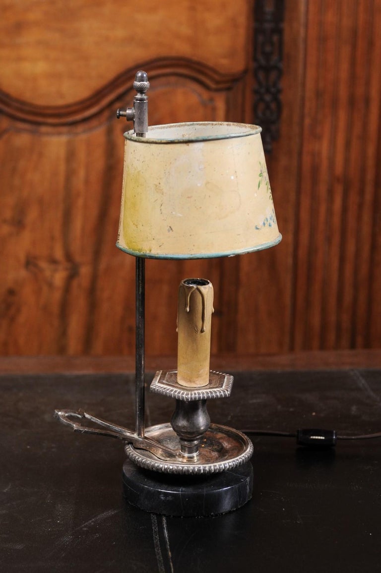 French 19th Century Tôle Lamp with Original Hand-Painted Floral Themed ...