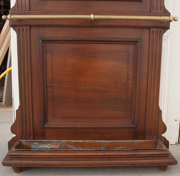 French 19th Century Walnut and Brass Hall Tree at 1stDibs