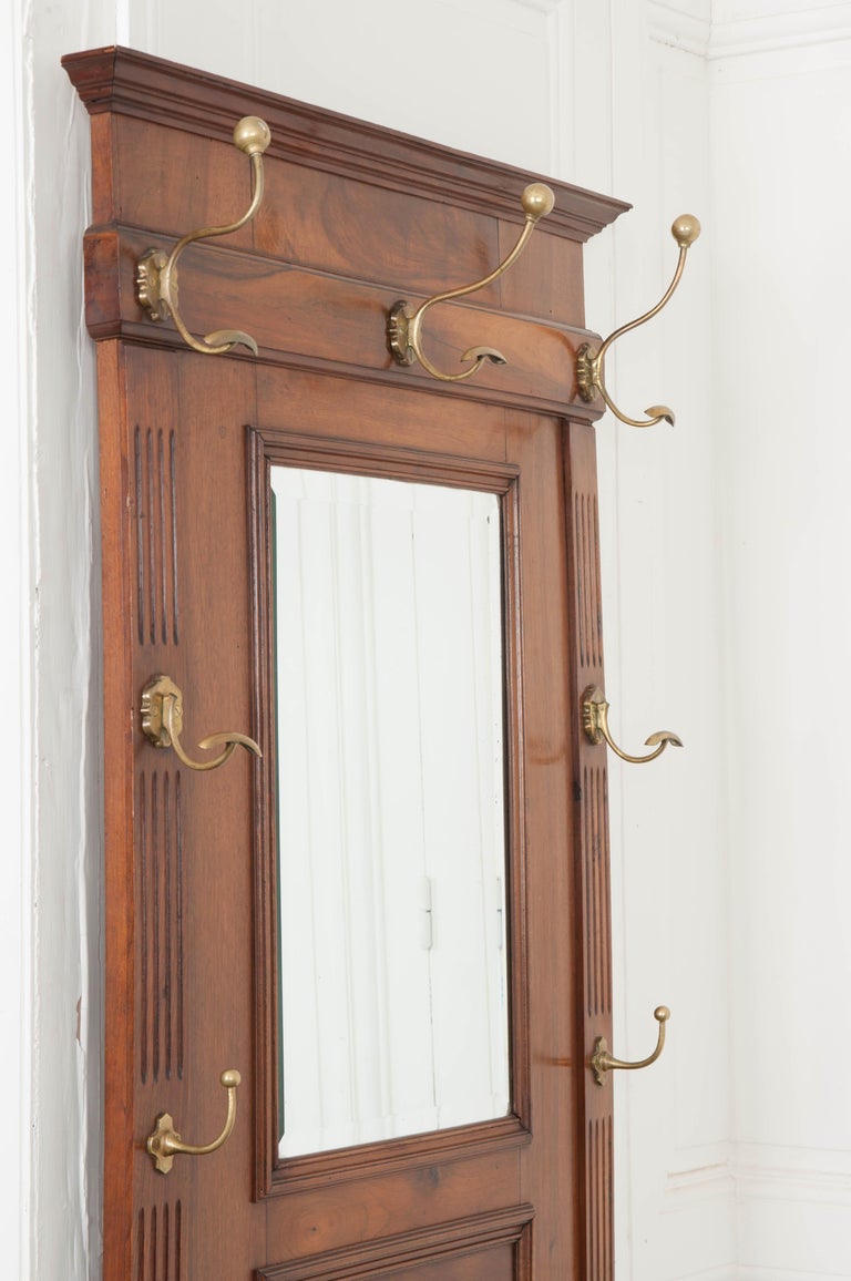 French 19th Century Walnut and Brass Hall Tree at 1stDibs