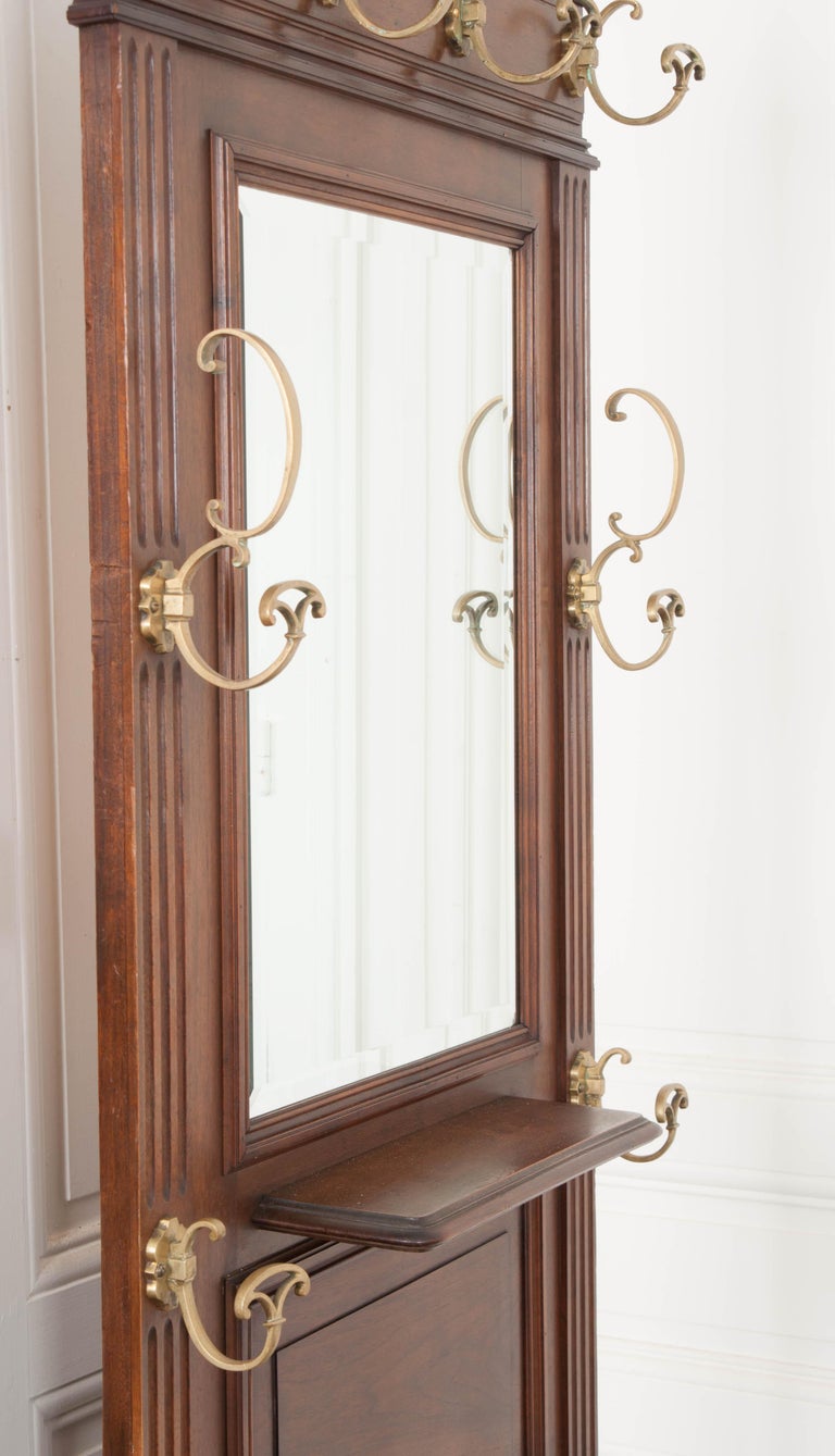French 19th Century Walnut and Brass Hall Tree at 1stDibs