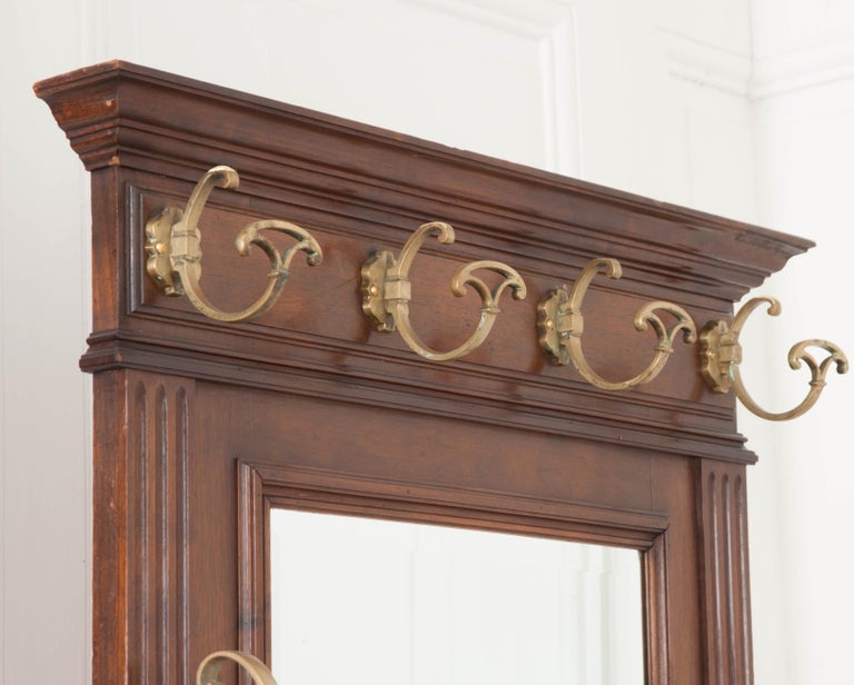 French 19th Century Walnut and Brass Hall Tree at 1stDibs