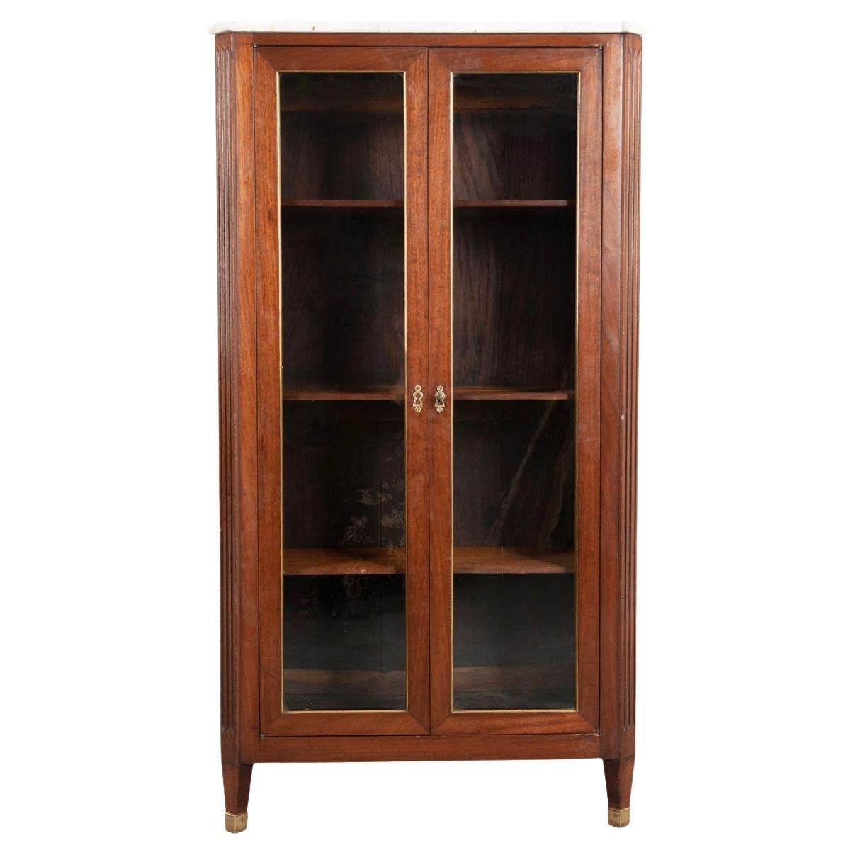 French Provincial Plantation Style Walnut Vitrine, Bookcase, 19th ...