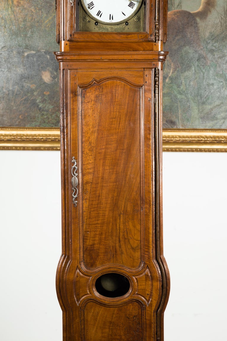 French 19th Century Walnut Bonnet Top Grandfather Clock with Griffin ...