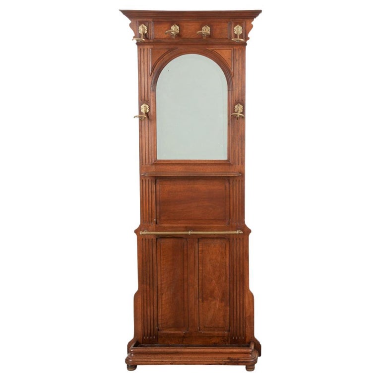 French 19th Century Walnut Hall Tree at 1stDibs