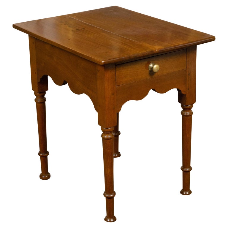 French 19th Century Walnut Side Table with Single Drawer and Carved ...