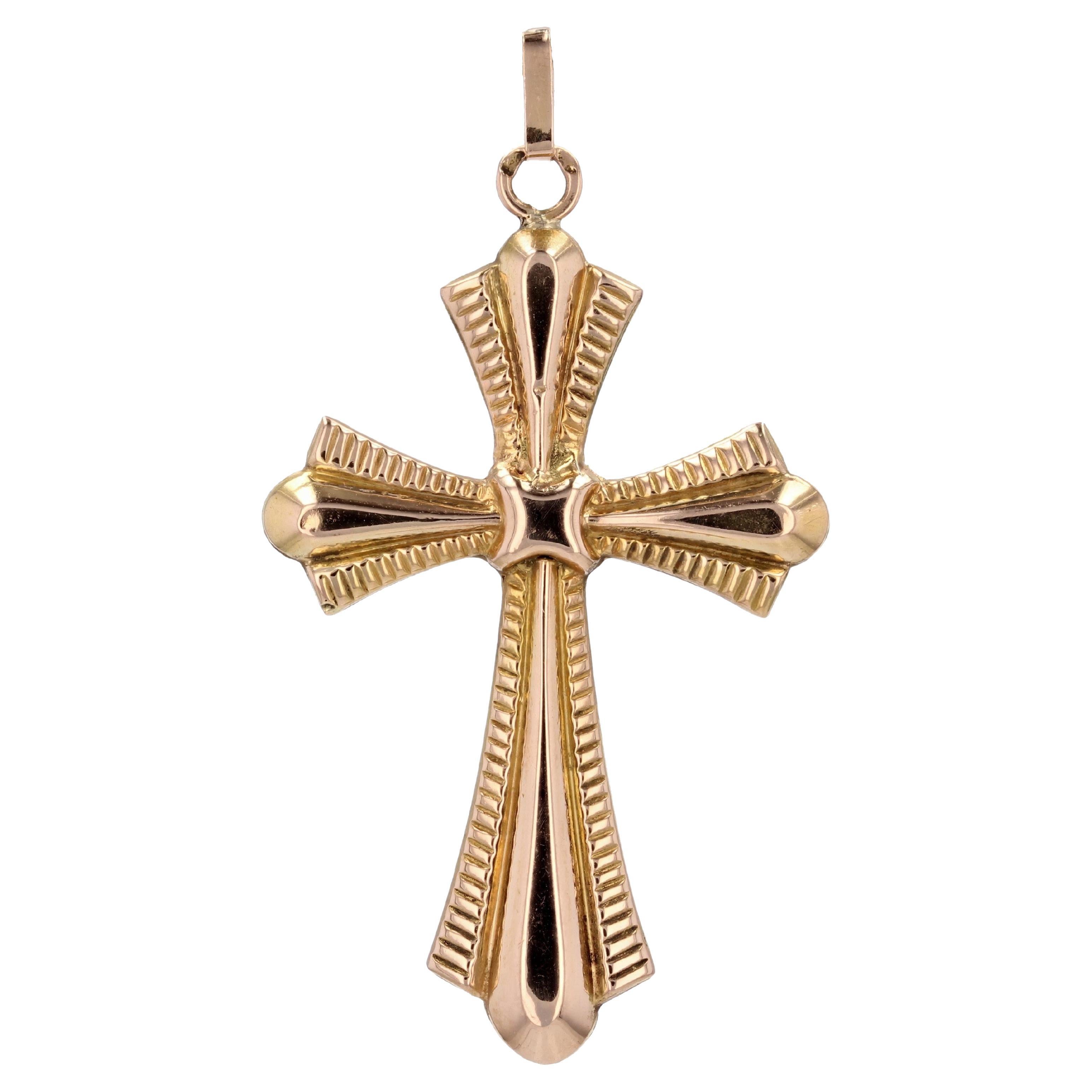 French 18th Century 18 Karat Rose Gold Jeannette Cross For Sale at 1stDibs