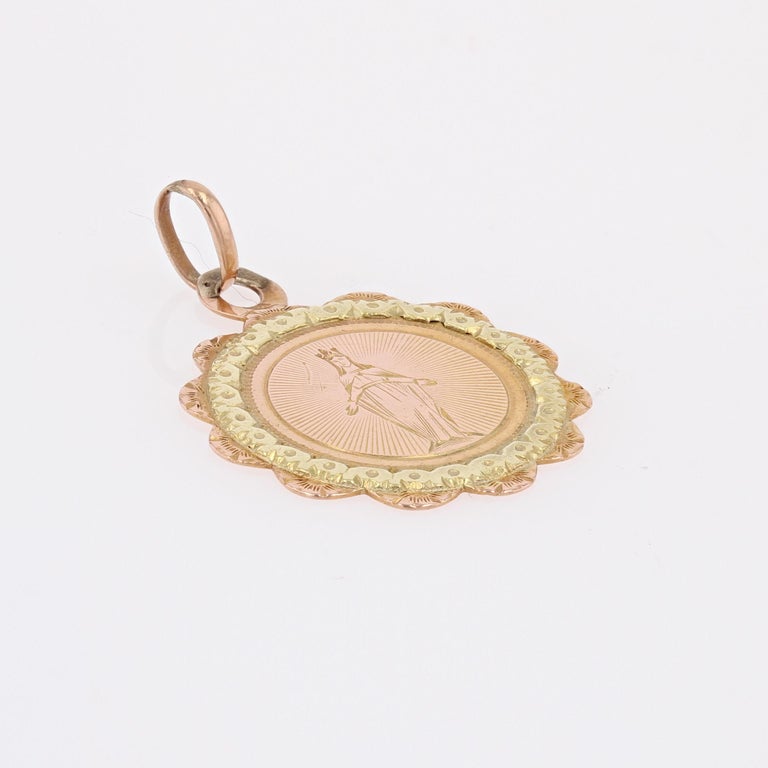 French 20th Century 18 Karat Rose Yellow Gold Baptism Medal For Sale at ...