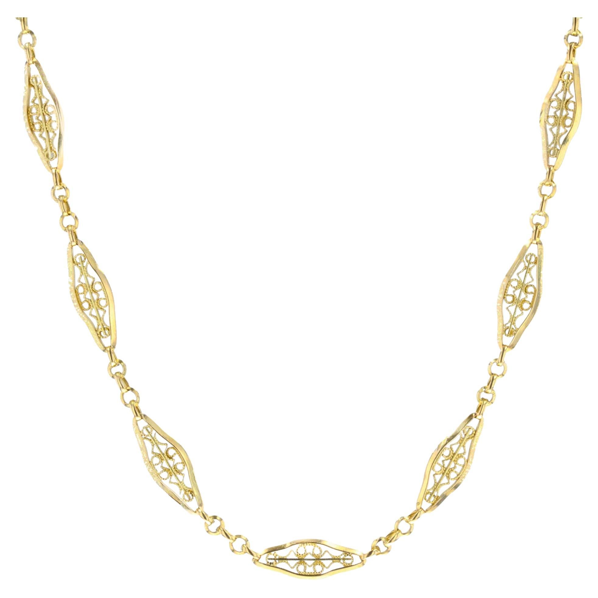 20th Century Belle Epoque Rose Gold Filigree Long Necklace For Sale at ...