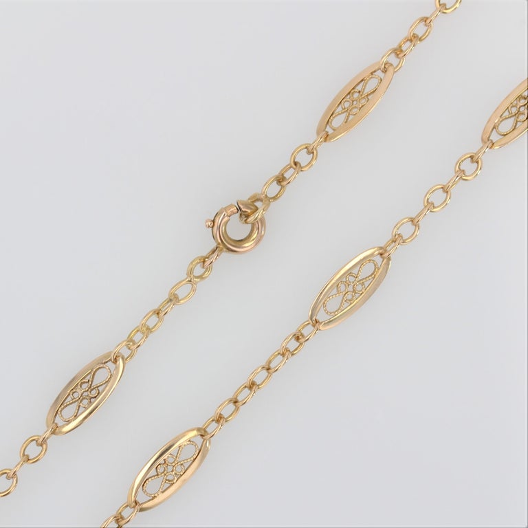 French, 20th Century 18 Karat Yellow Gold Filigree Links Chain For Sale ...