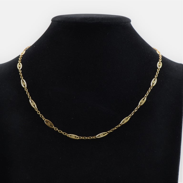 French, 20th Century 18 Karat Yellow Gold Filigree Links Chain For Sale ...