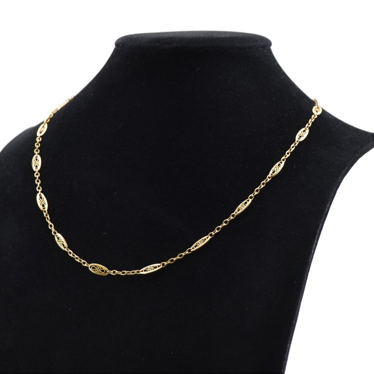 French, 20th Century 18 Karat Yellow Gold Filigree Links Chain For Sale ...
