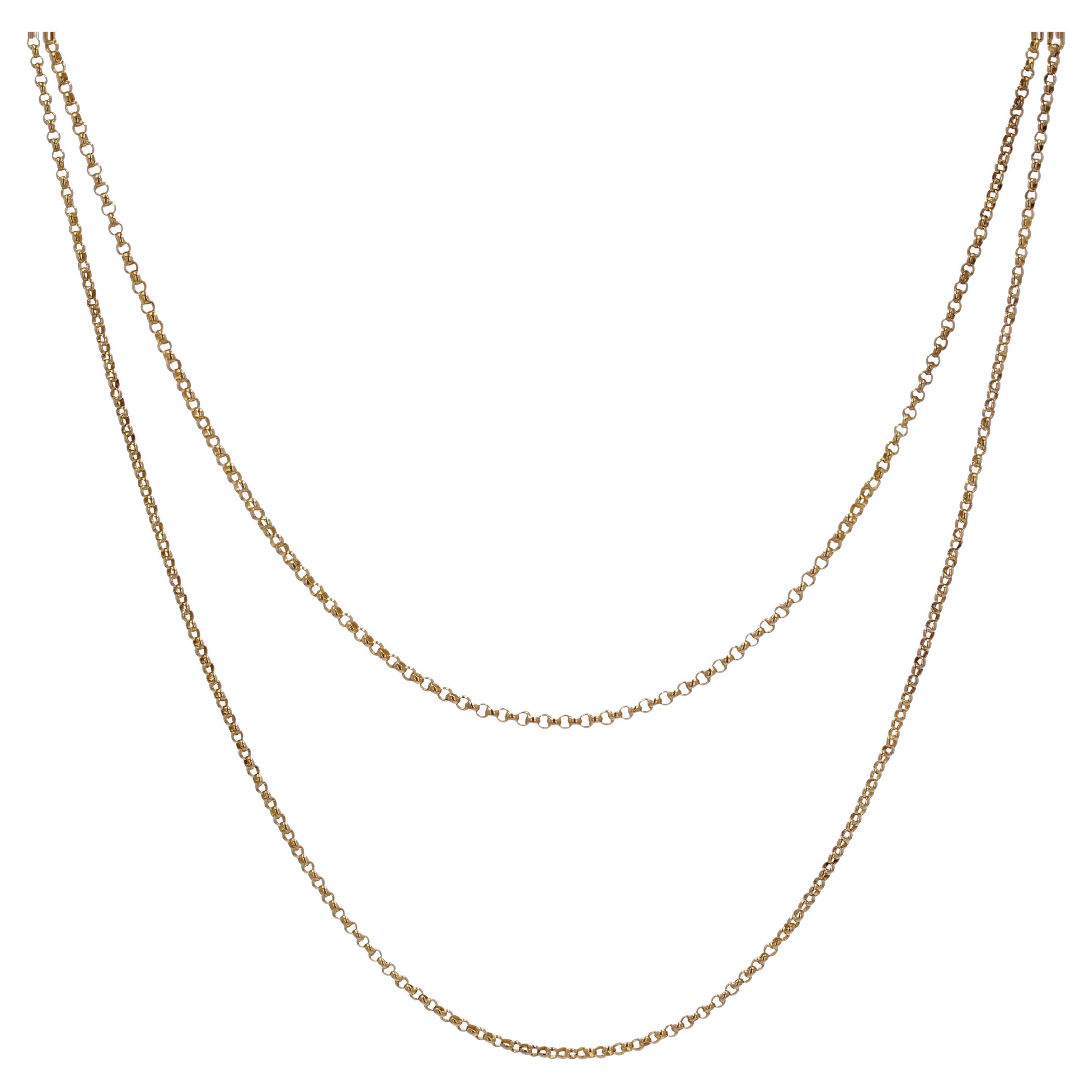 French 1830s 18 Karat Yellow Gold Chiseled Mesh Long Necklace For Sale ...