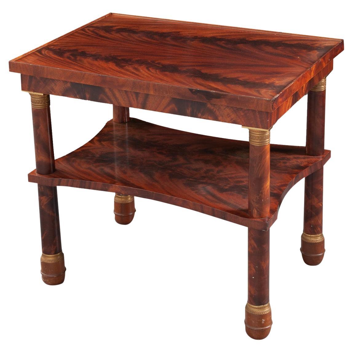 Oval French Mahogany Empire Style Side Table with Lyre Base and Dish ...