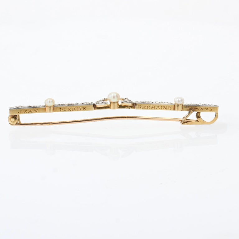 French 20th Century Natural Button Pearl Diamonds 18 Karat Yellow Gold ...