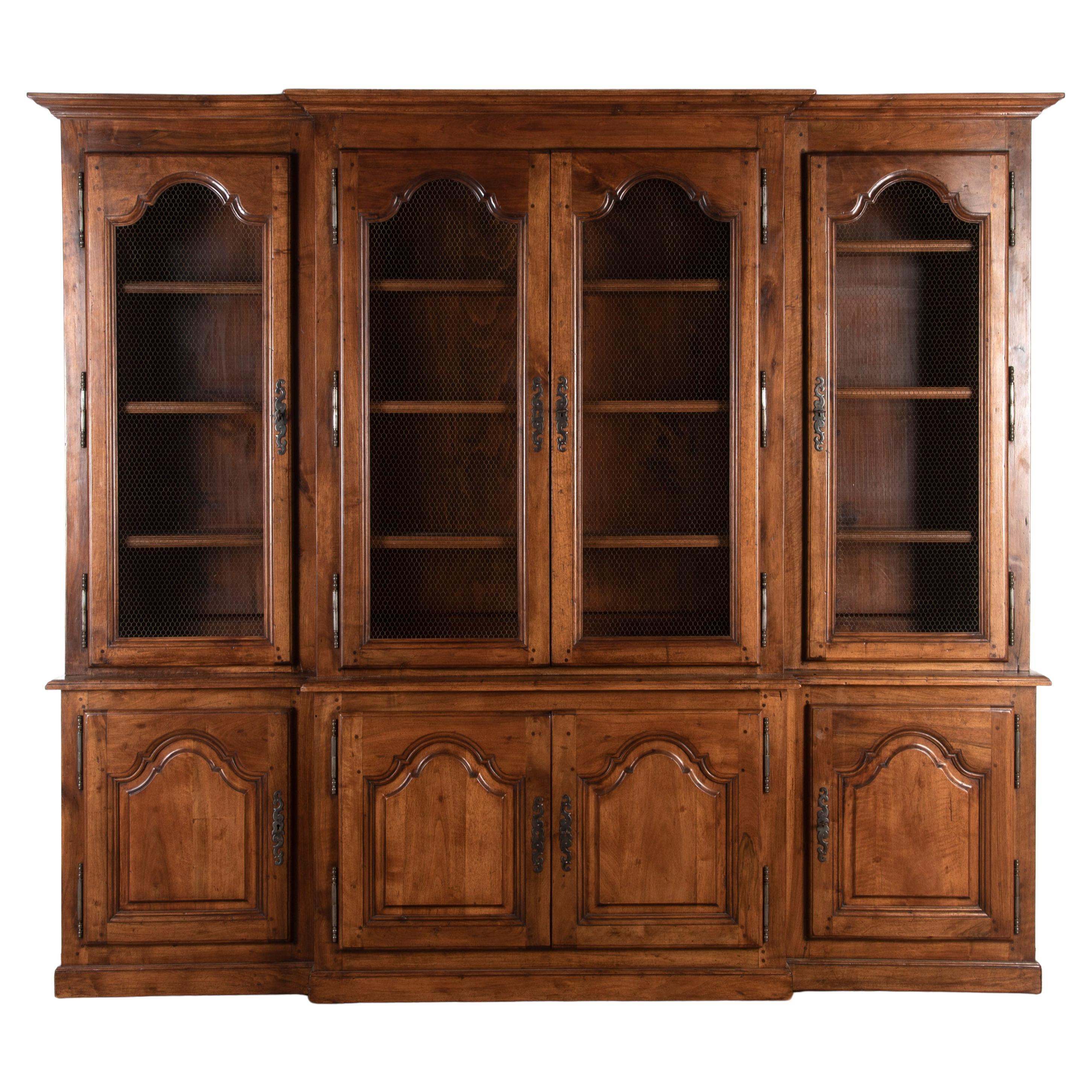 French Pitch Pine Glass Doors Breakfront Bookcase from the Turn of the ...