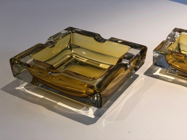French 20th Century Vintage Glass Ashtrays, Set of Two, 1950s at 1stDibs