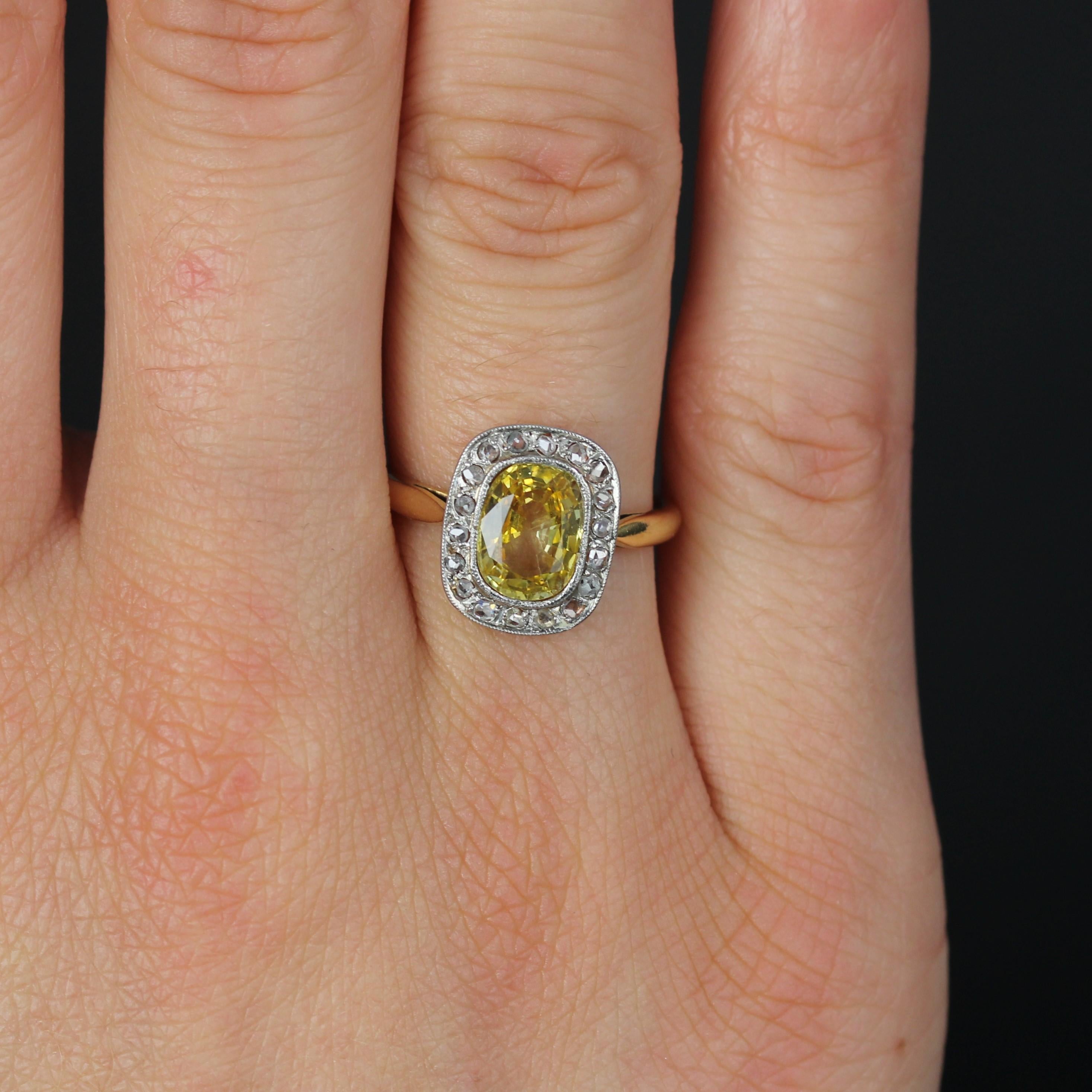 French 20th Century Yellow Sapphire Diamonds 18 Karat Yellow Gold ...
