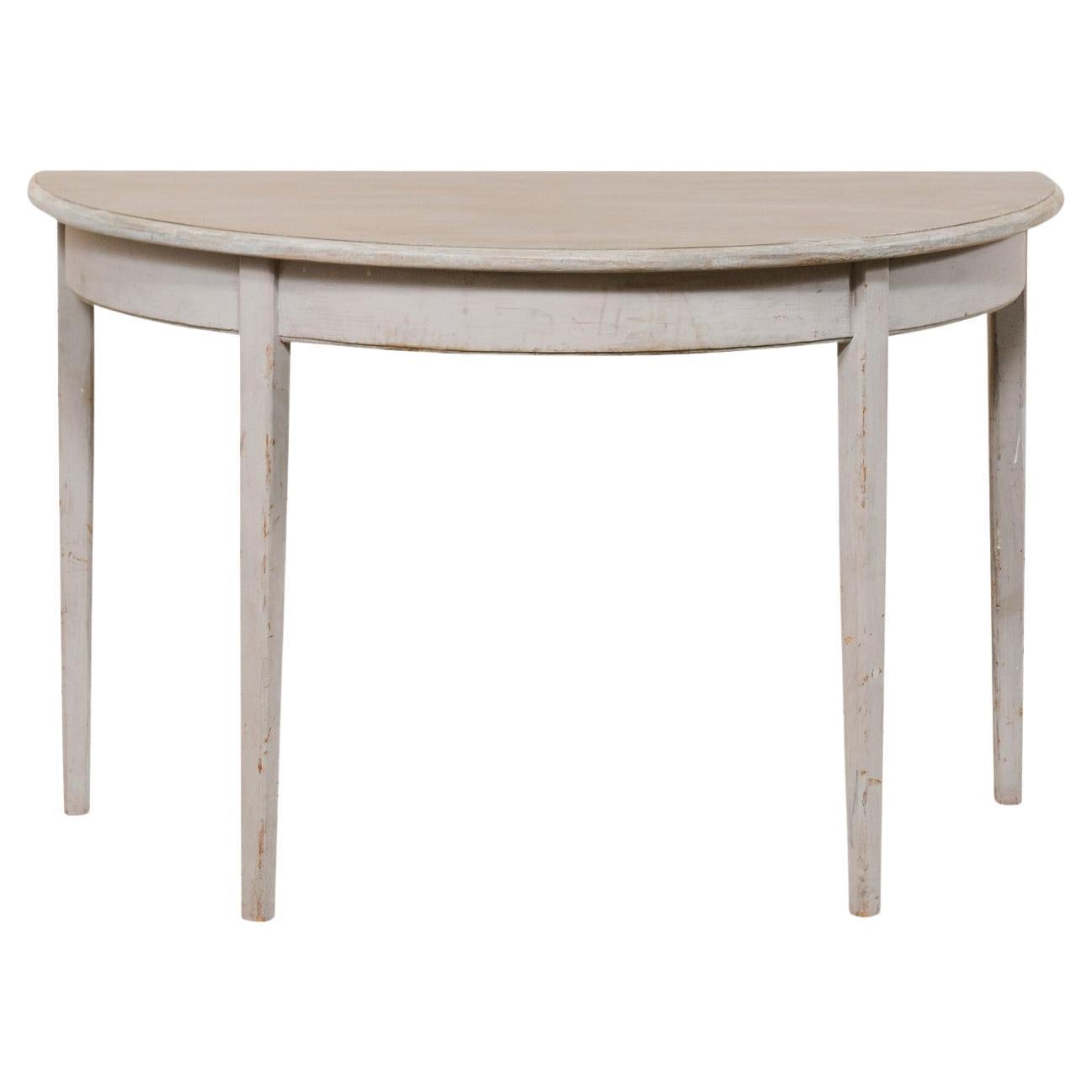 Swedish Neoclassical Curly Birch Wood Demi-Lune 'to Round', Table ...