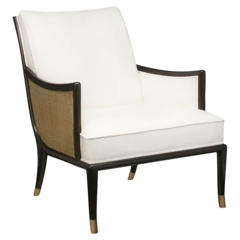 French 50´s Brou Arm Chair with double caned back and upholstery, wood ...