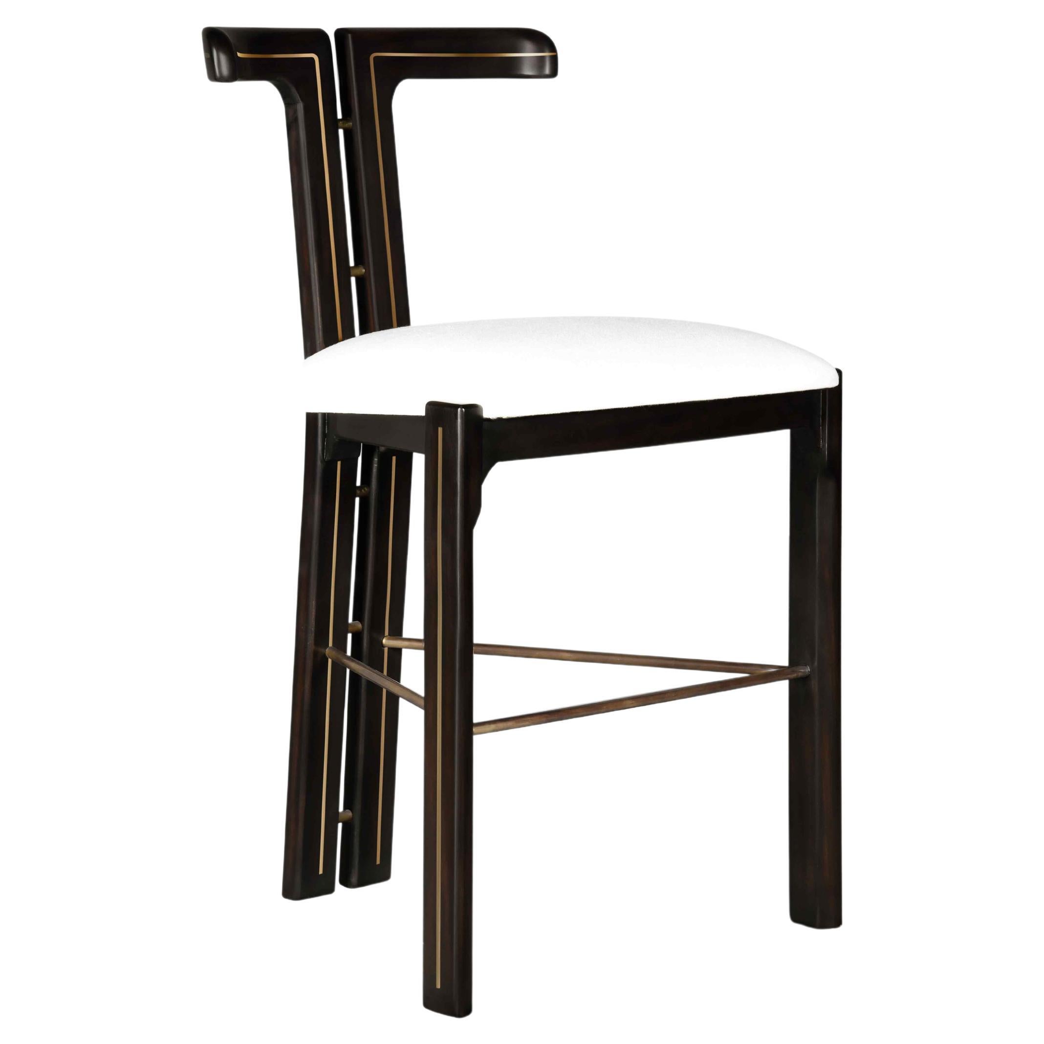 French 50s Bresset Stool, Symmetrical Design Joined at the Back by a ...