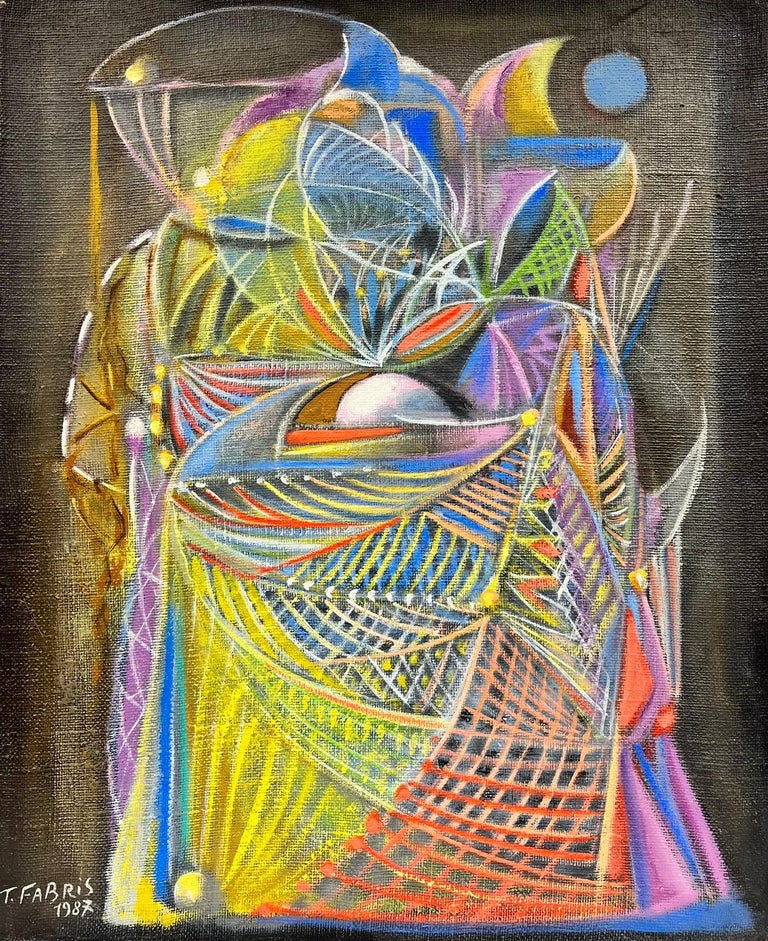 French abstract - Large 1980's French Abstract Surrealist Original Oil ...