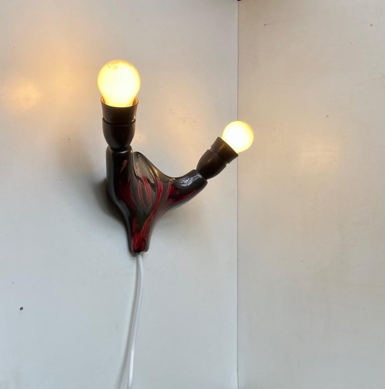 French Abstract Wall Sconce in Glazed Ceramic, 1960s For Sale at 1stDibs