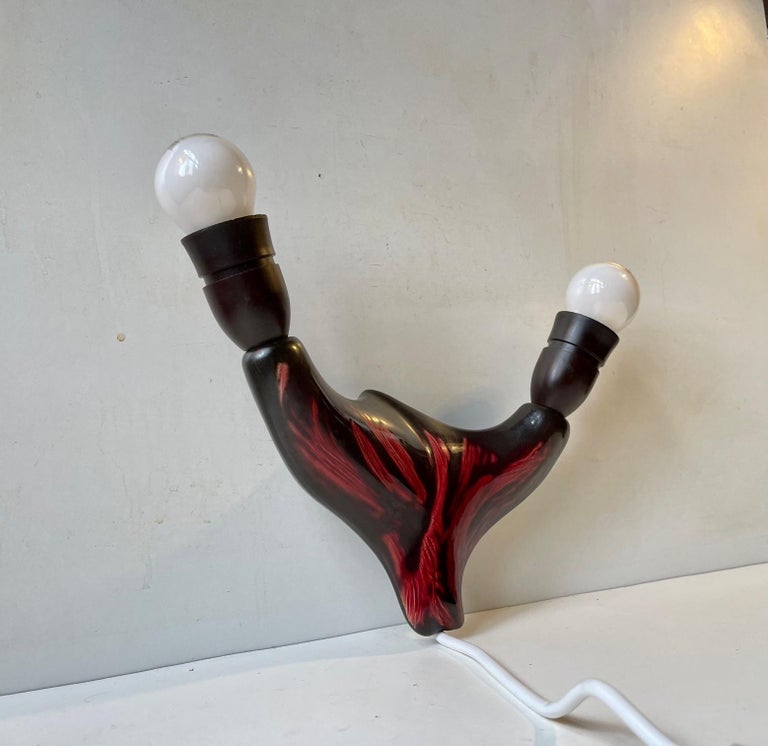 French Abstract Wall Sconce in Glazed Ceramic, 1960s For Sale at 1stDibs