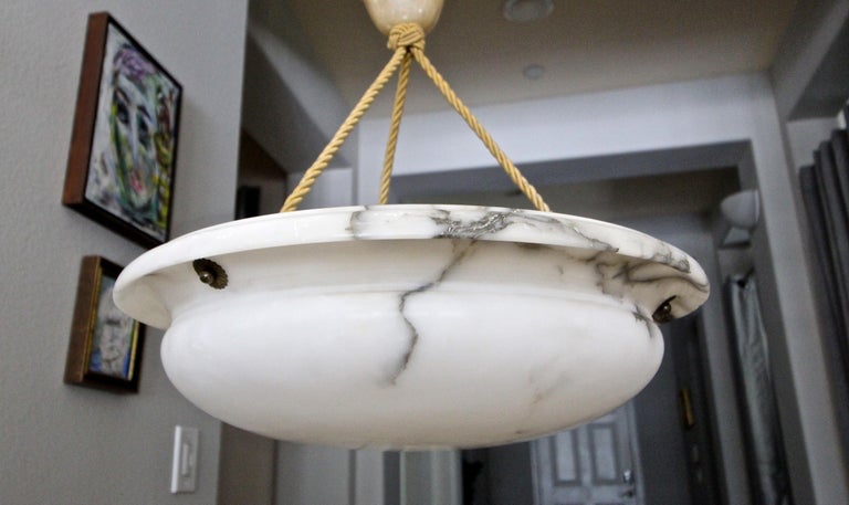 French Alabaster Ceiling Pendant Chandelier Light For Sale at 1stdibs