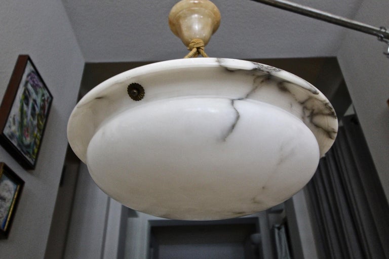 French Alabaster Ceiling Pendant Chandelier Light at 1stDibs