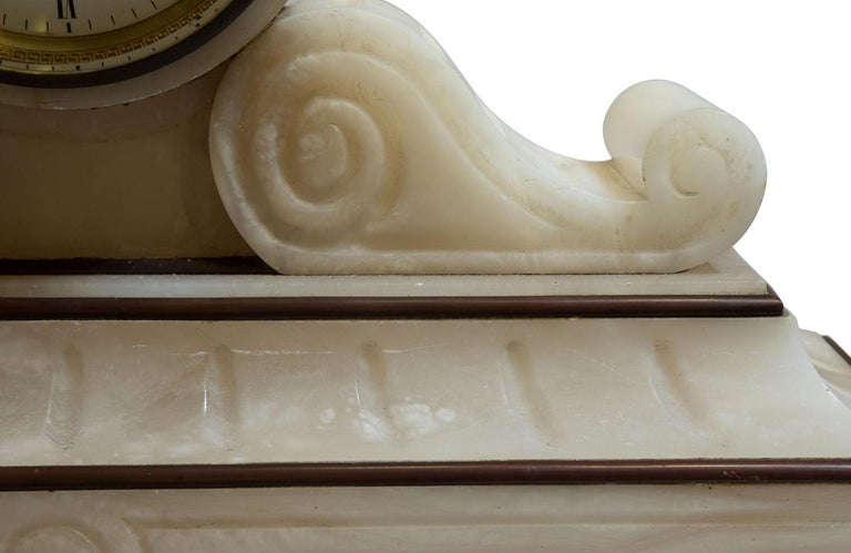 French Alabaster "Drum Head" Clock, circa 1870 For Sale at 1stDibs