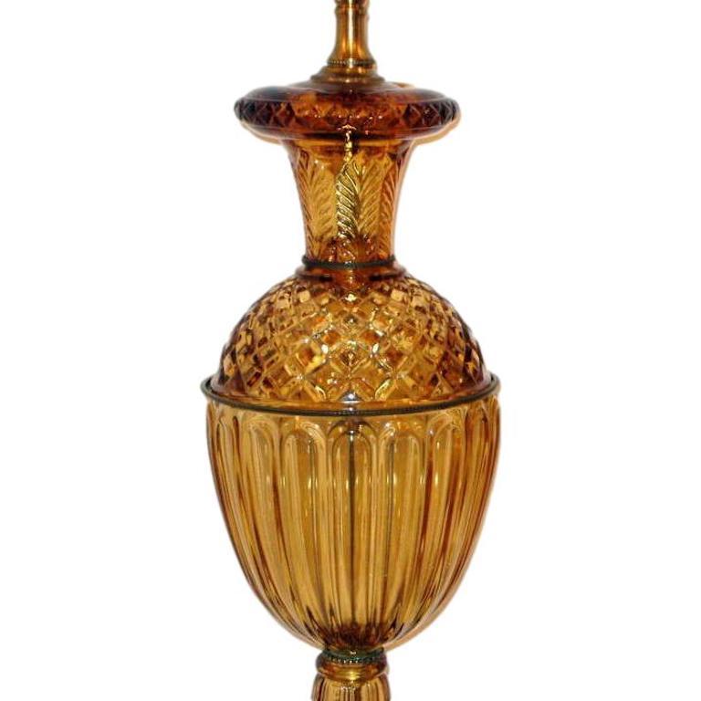 French Amber Cut-Glass Table Lamps For Sale at 1stDibs