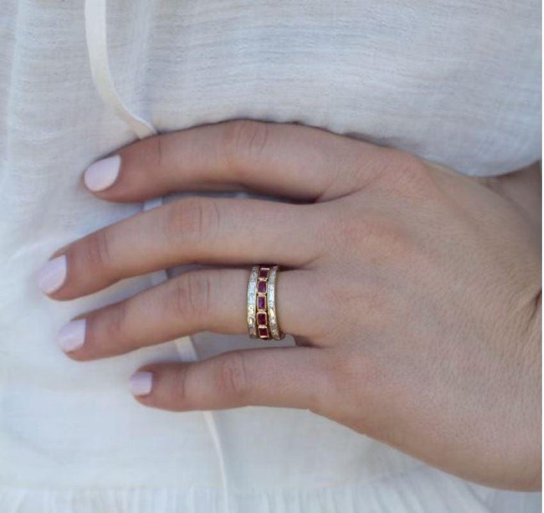 Customizable Handcrafted Paige Old European/French Cut Diamond Eternity Band by Single Stone For ...