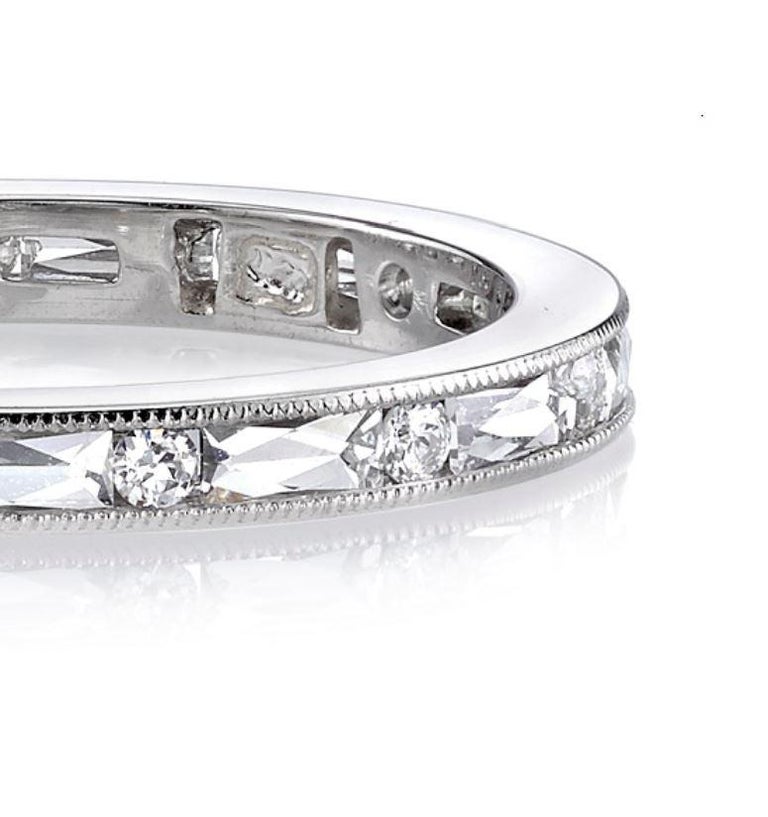 Customizable Handcrafted Paige French/Old European Cut Diamond Eternity Band by Single Stone For ...