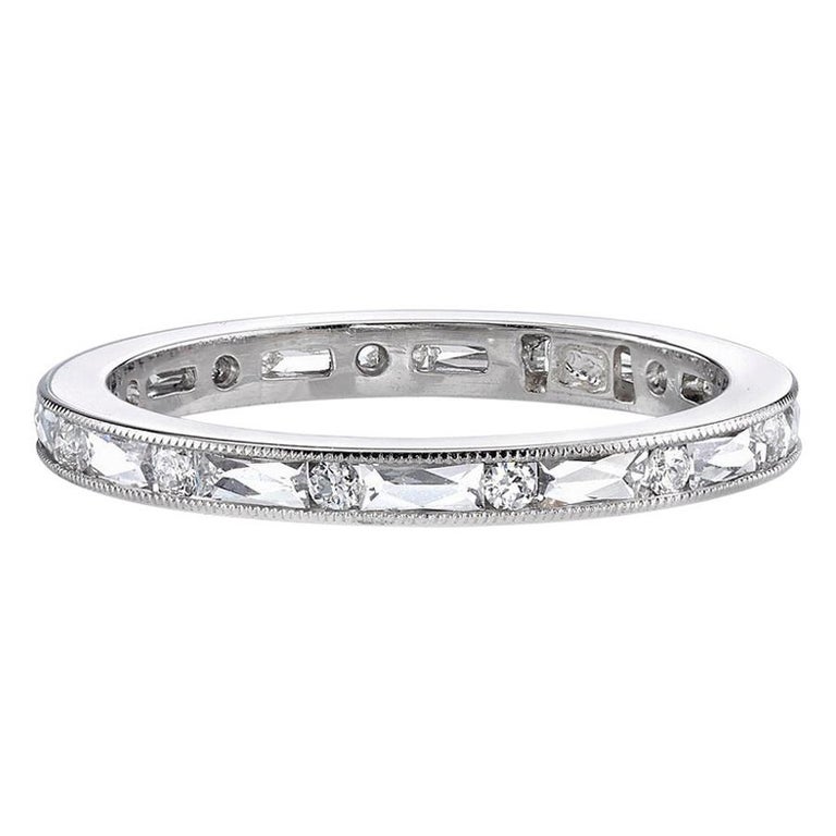 Customizable Handcrafted Paige French/Old European Cut Diamond Eternity Band by Single Stone For ...