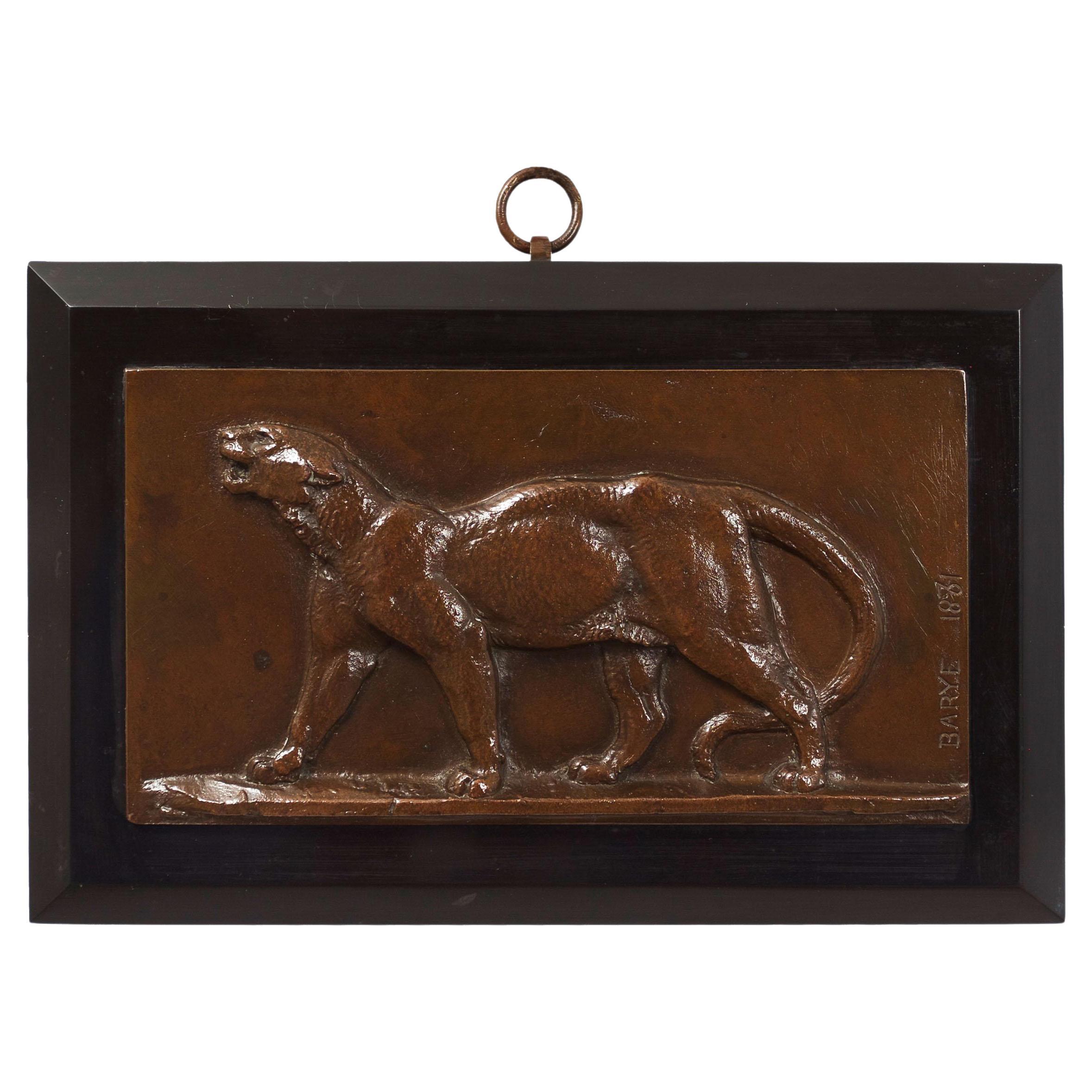 Late 19th Century Animalier Bronze 'Leopard and Panther' Plaques by ...