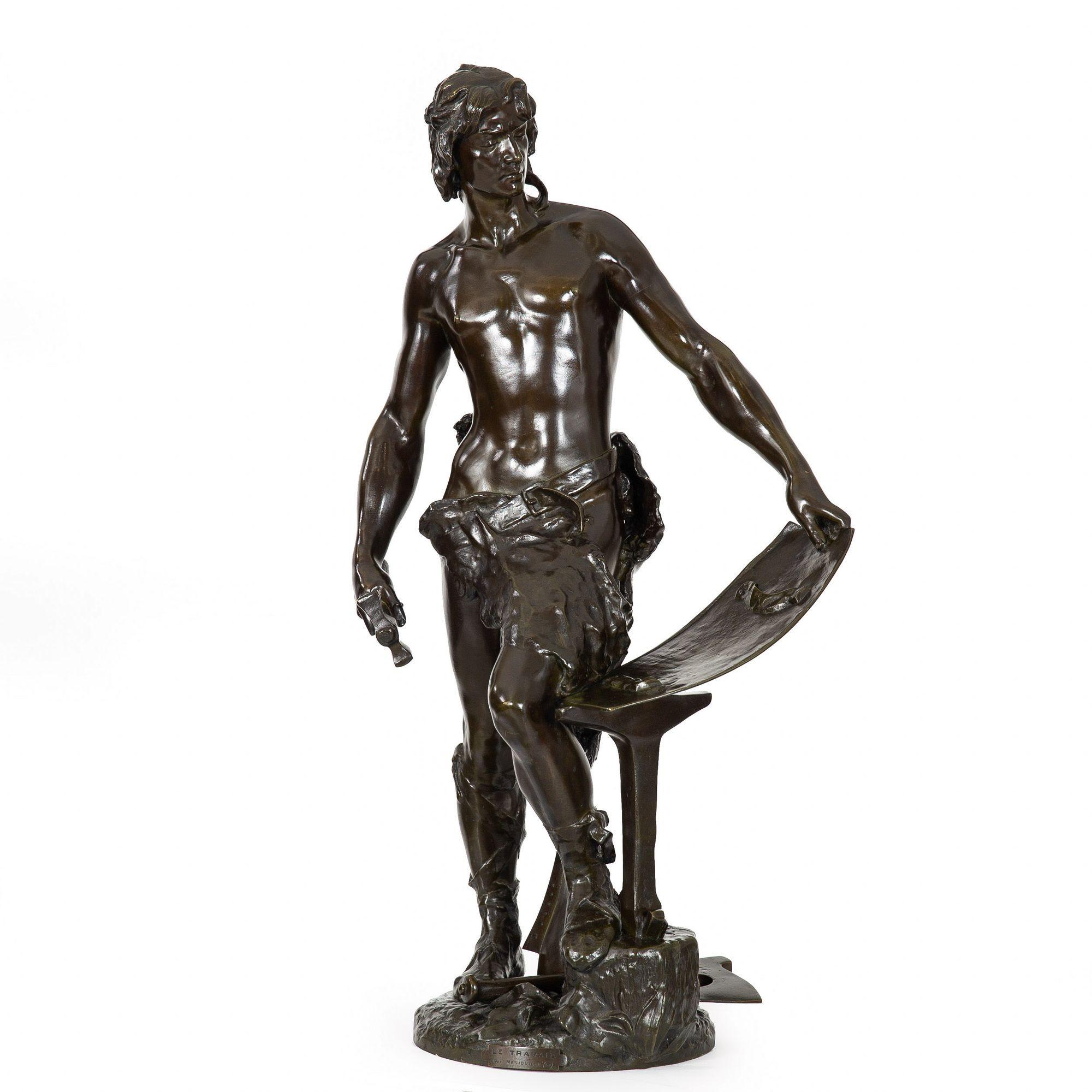 French Antique Bronze Sculpture of Gaul Warrior by Andre Massoulle For ...