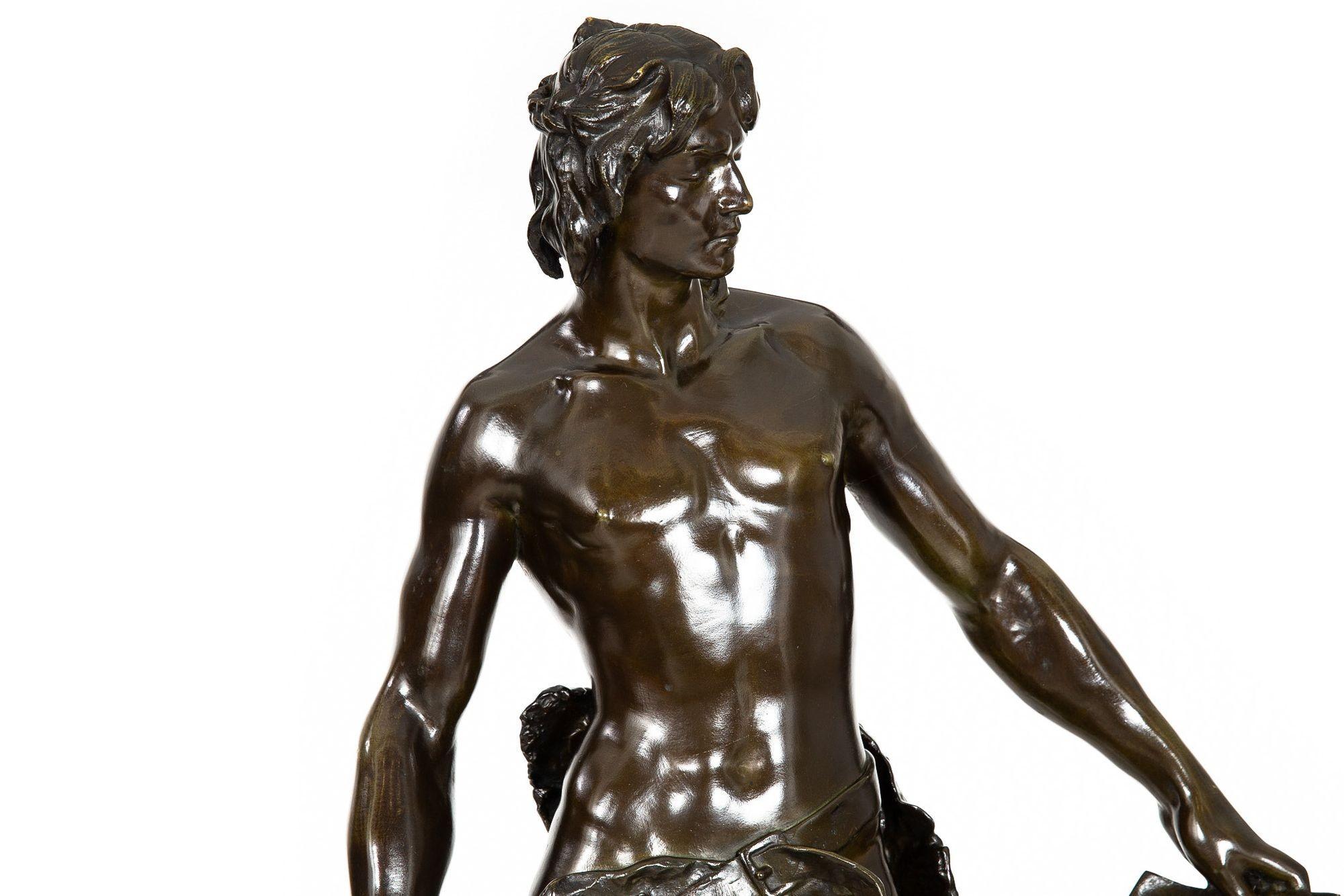 French Antique Bronze Sculpture of Gaul Warrior by Andre Massoulle For ...
