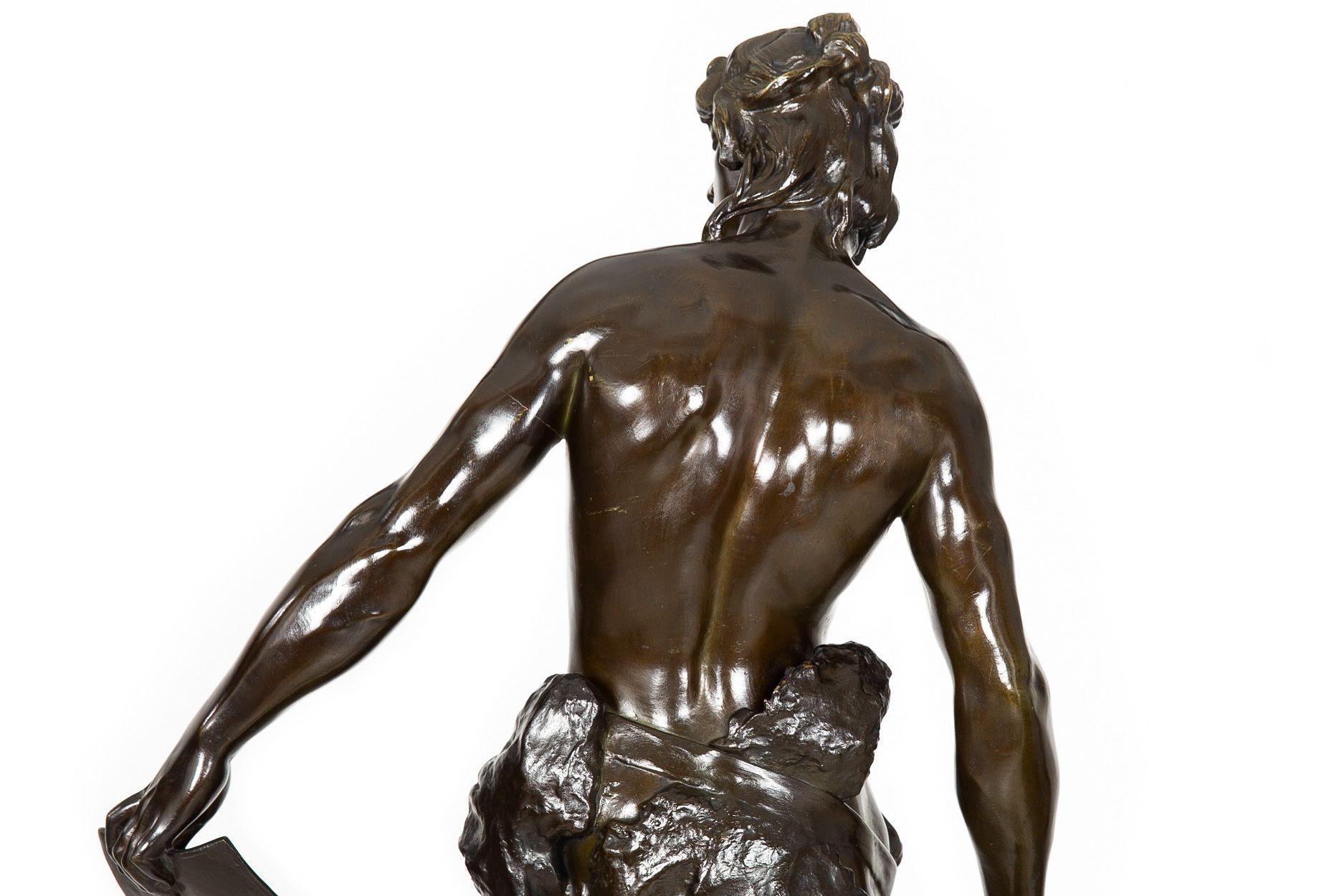 French Antique Bronze Sculpture of Gaul Warrior by Andre Massoulle For ...