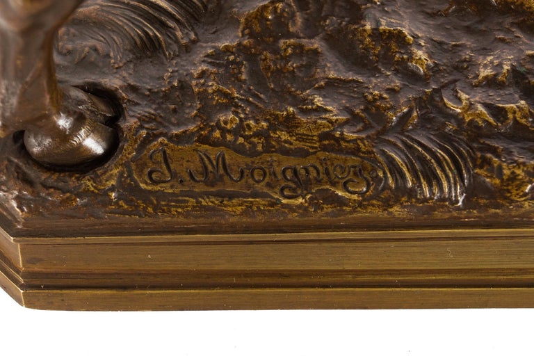 French Antique Bronze Sculpture "Standing Bull" by Jules Moigniez circa ...