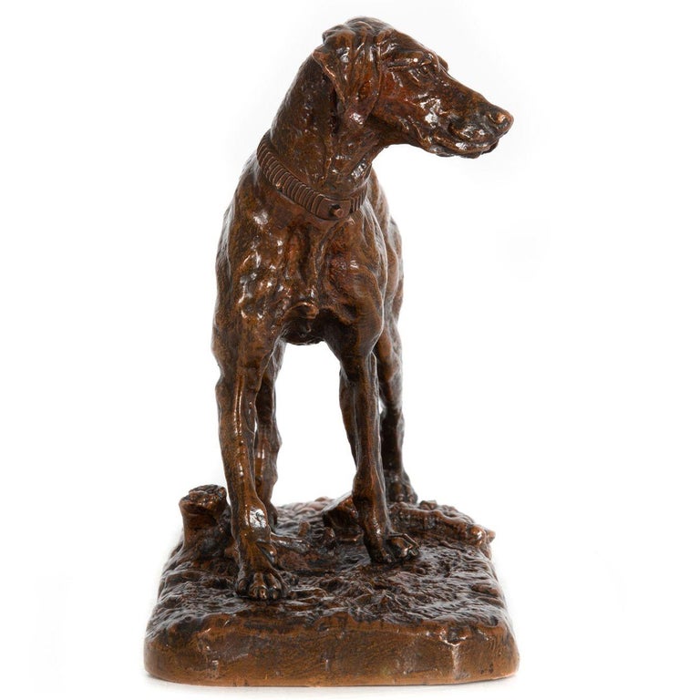 French Antique Copper-Electrotype Sculpture “Chien Braque”, Pierre ...