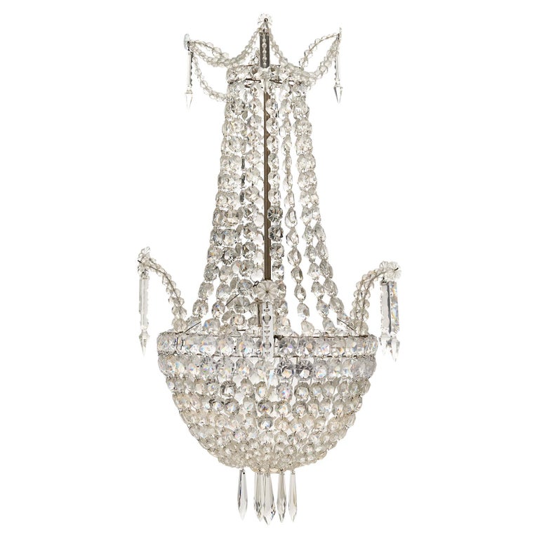 French Antique Crystal “Basket” Chandelier by Baccarat For Sale at 1stDibs