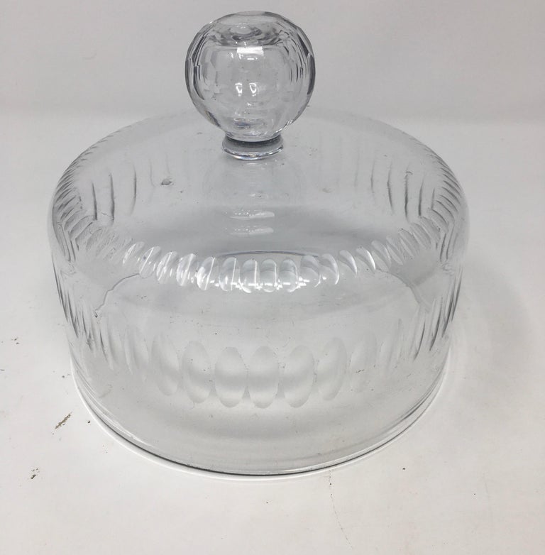 French Antique Cut Glass Dome, Cloche with Solid Glass Knob Handle For ...
