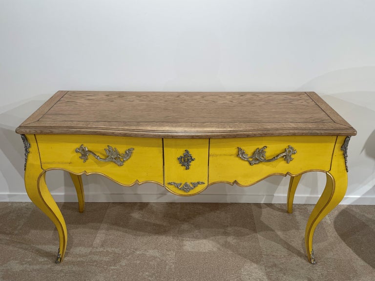 French Antique Design and Louis XV Style Wooden and Brass Console Table ...